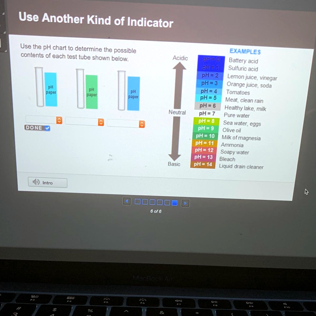 SOLVED: Use the pH chart to determine the possible contents of each ...