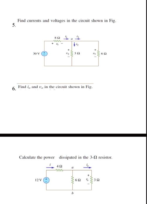 SOLVED: Find currents and voltages in the circuit shown in Fig 5. 8 Î© 2 Î© Find i and vo in the ...