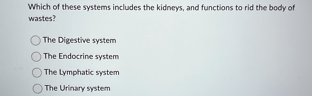 which of these systems includes the kidneys and functions to rid the ...