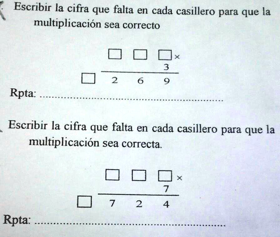 SOLVED: αуυ∂αмє porfavorrr Escribir la cifra que falta en cada ...
