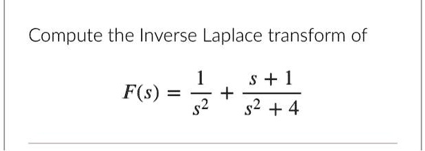 SOLVED: Compute the Inverse Laplace transform of 1 s+1 s2+4
