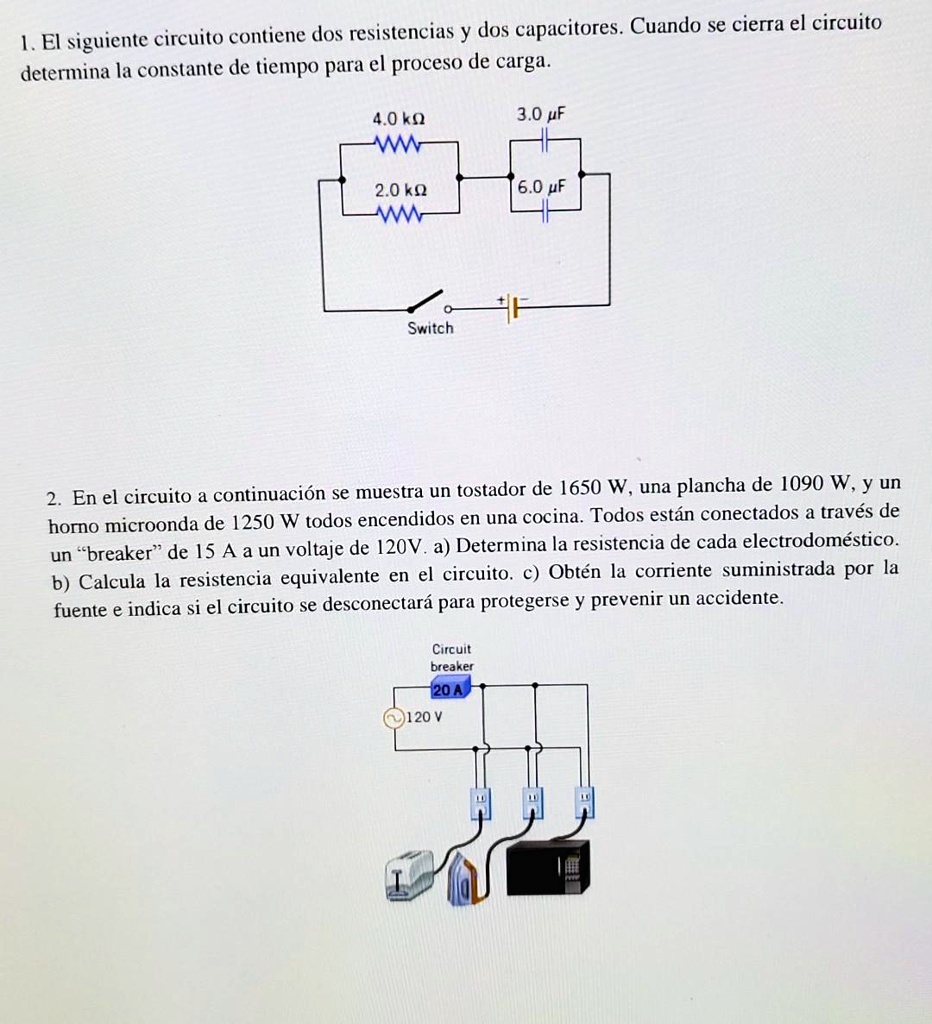 SOLVED: 1. The following circuit contains two resistors and two ...