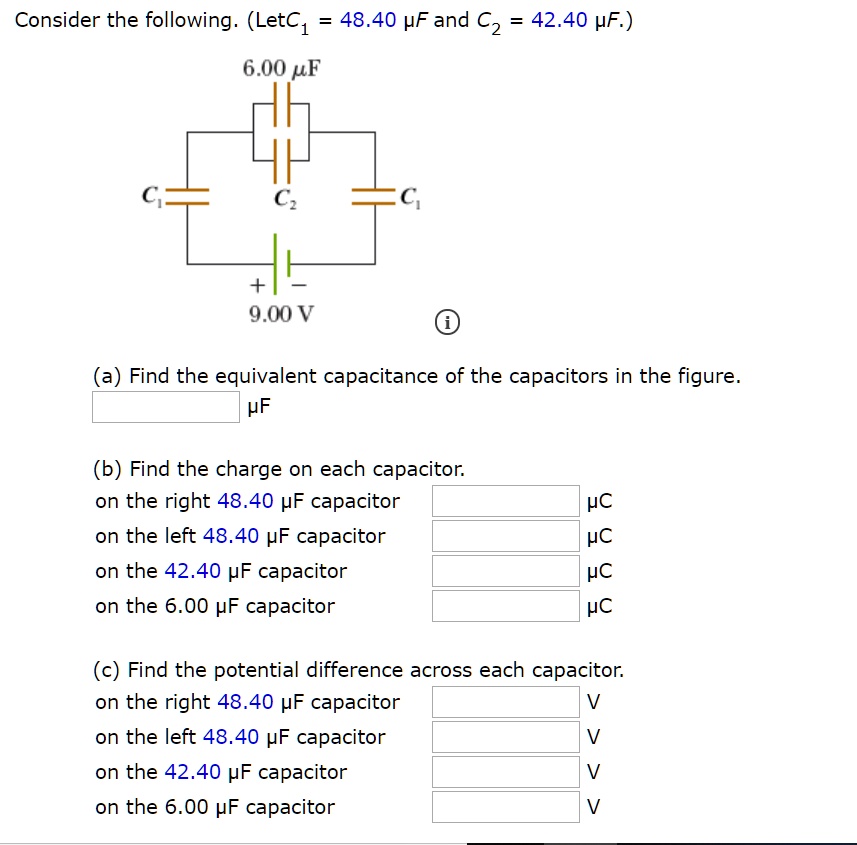 consider the following letc1 4840 hf and c2 4240 hf 600 pf 900 v find the equivalent capacitance ...