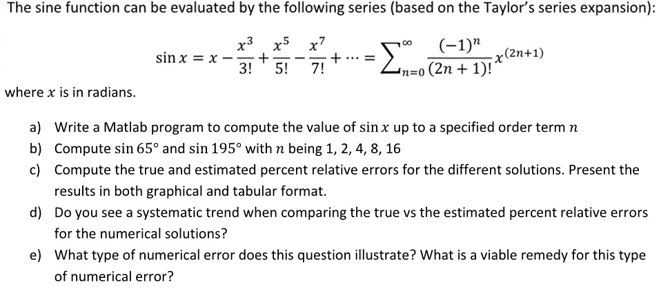 SOLVED: What's the MATLAB code for this? The sine function can be ...