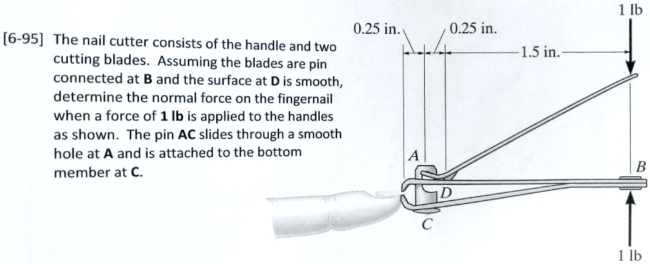 SOLVED: 1 lb 0.25 in. [6-95] The nail cutter consists of the handle and ...