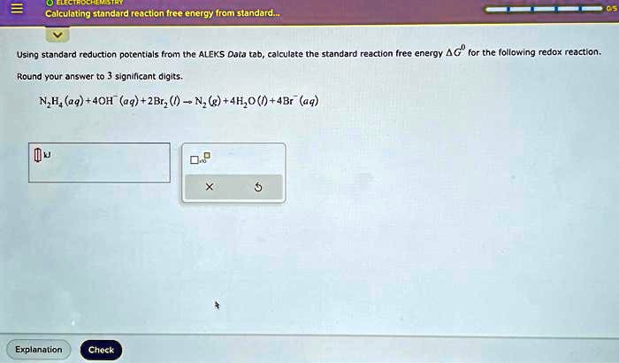 SOLVED: Texts: Calculating standard reaction free energy from standard. Using standard reduction ...