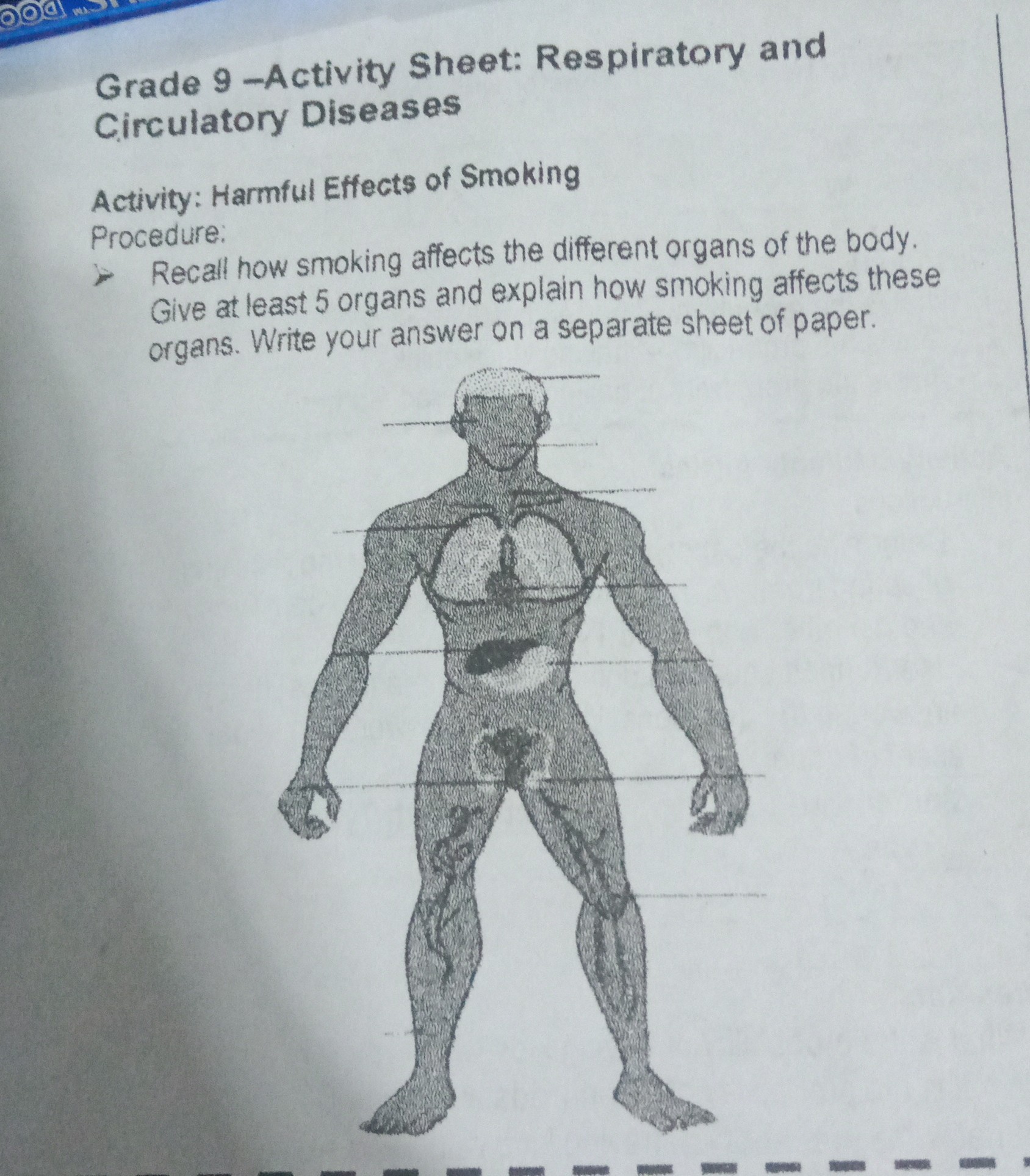 Grade 9-Activity Sheet: Respiratory and Circulatory Diseases Activity ...