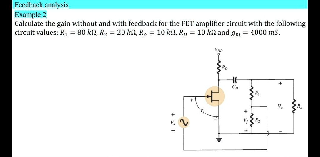 Feedback analysis Example 2 Calculate the gain without and with ...