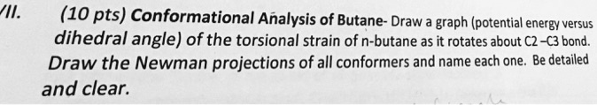II. (10 pts) Conformational Analysis of Butane- Draw a graph (potential ...