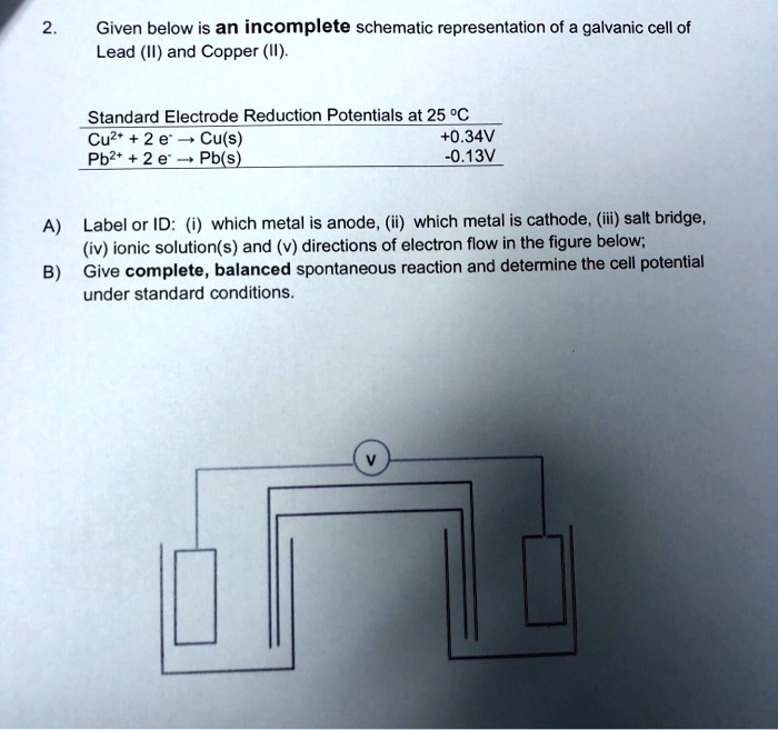Standard Electrode Reduction Potentials at 25Â°C: Cu2+ + 2e- -> Cu(s ...