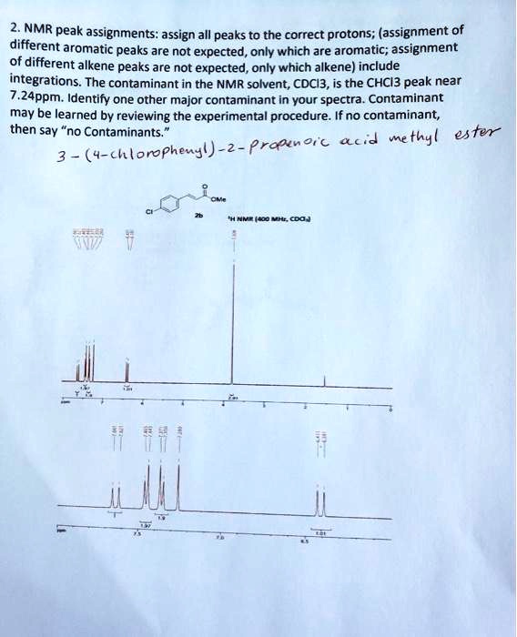 SOLVED: 2 NMR peak assignments: assign all peaks to the correct protons; (assignment of ...