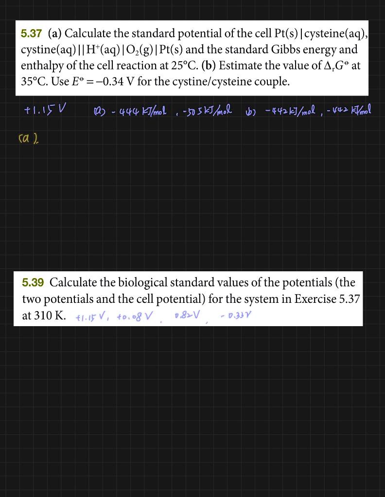 VIDEO solution: 5.37a Calculate the standard potential of the cell Pt ...
