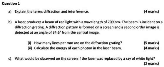 SOLVED: Question Explain the terms diffraction and interference. A ...