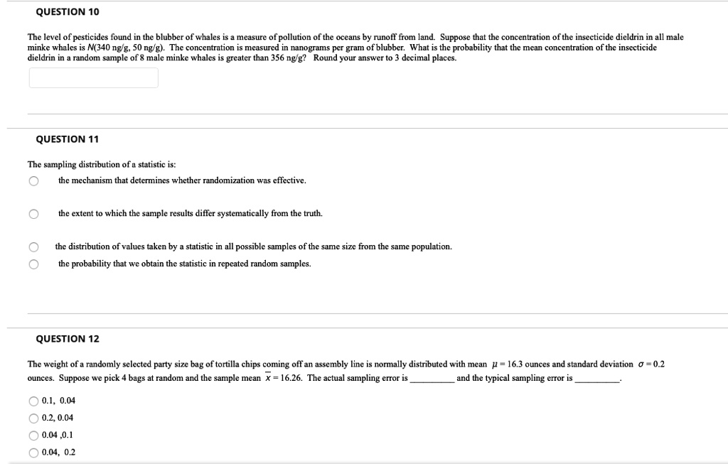 question 10 the level of pesticides found in the blubber of whales ...