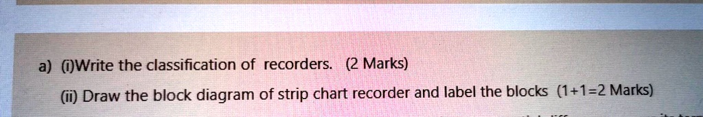 Short answer a) @Write the classification of recorders. (2 Marks) Draw ...