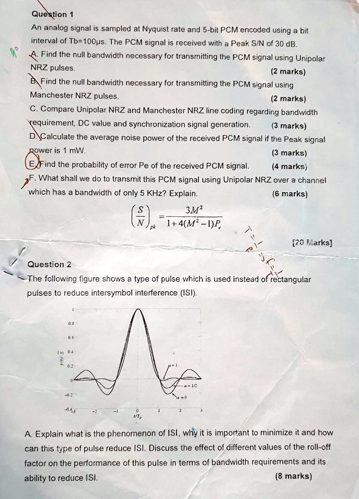 SOLVED: An analog signal is sampled at the Nyquist rate and 5-bit PCM encoded using a bit ...