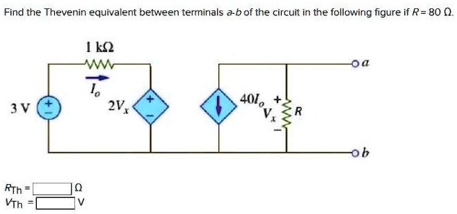 SOLVED: Find the Thevenin equivalent between terminals a-b of the circuit in the following ...