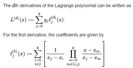 SOLVED: According to the "Derivatives of the Lagrange Interpolation," how can we write a Python ...