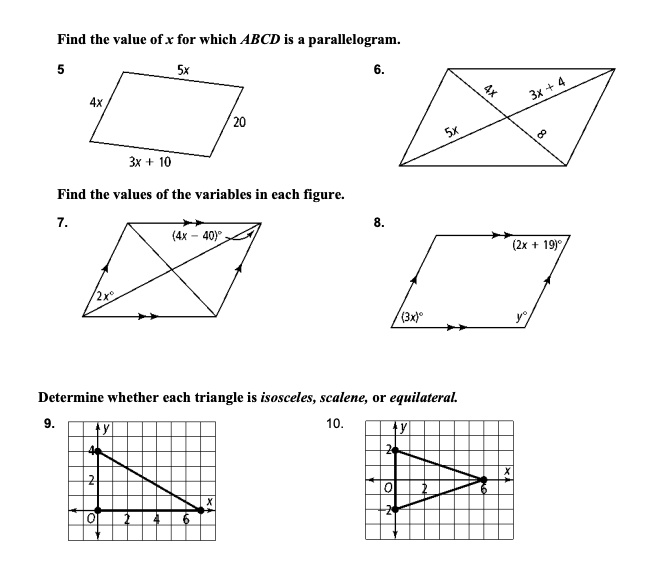 SOLVED: Find the value of x for which ABCD is a parallelogram. 3x + 10 Find the values of the ...