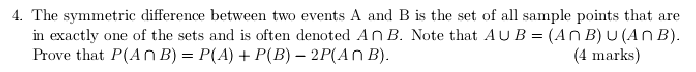 SOLVED: 4. The symmetric difference between two events A and B is the ...