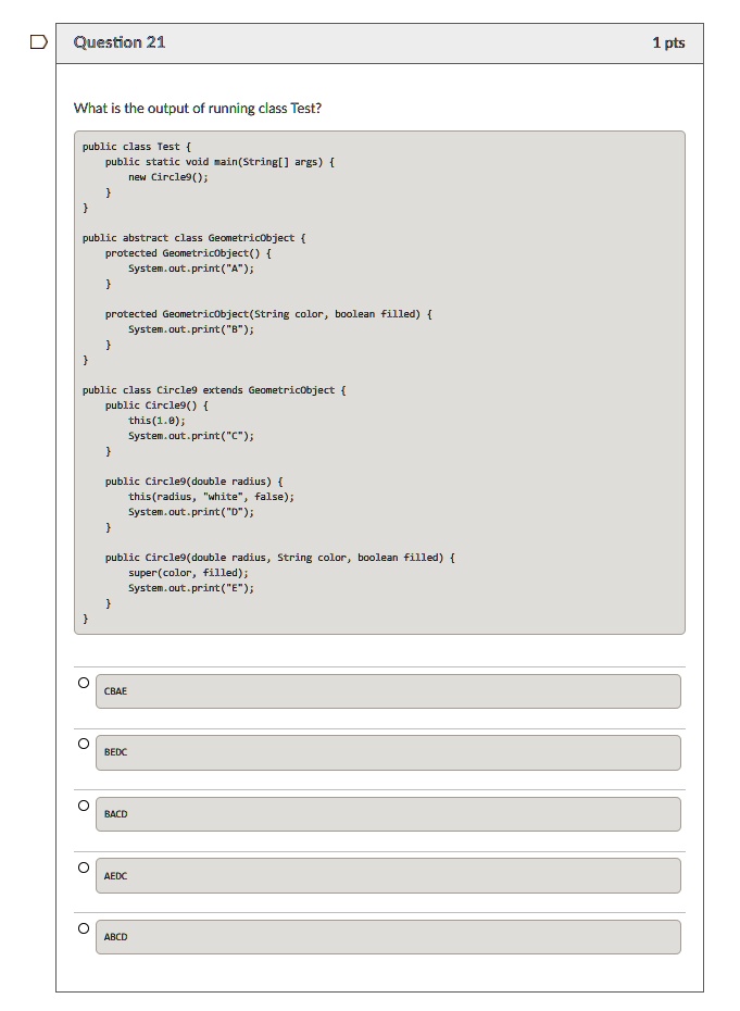 SOLVED: What is the output of running class Test? public class Test ... SOLVED: What is the output of running class Test? public class Test ...