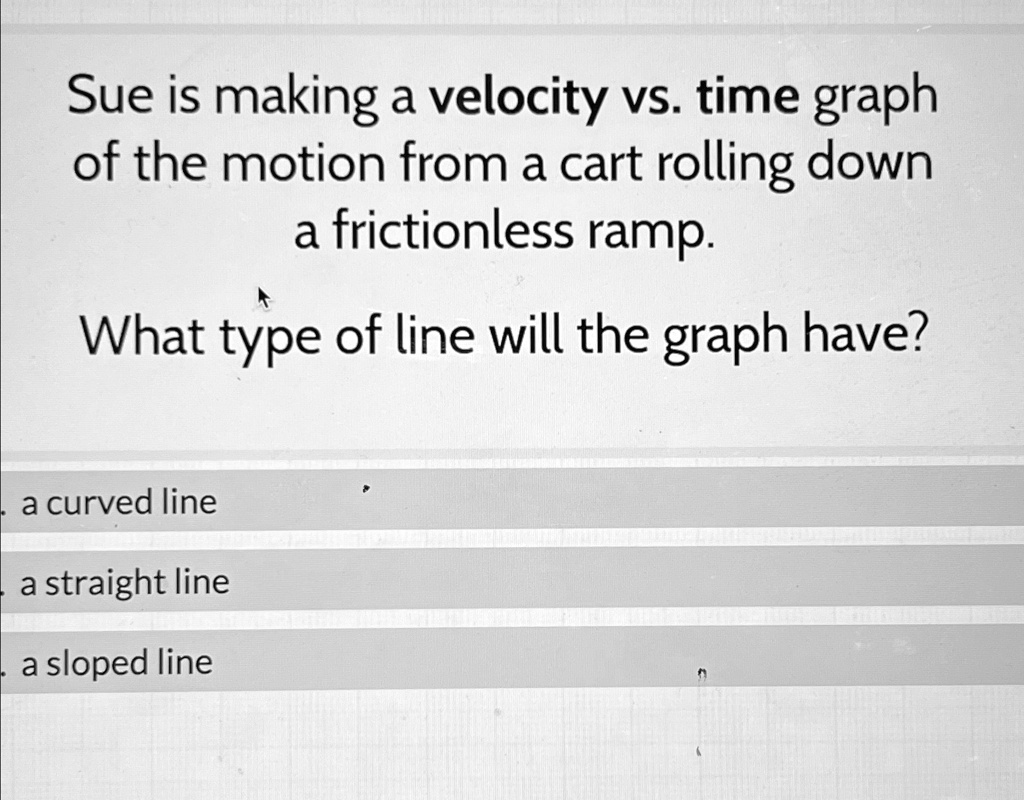 sue is making a velocity vs time graph of the motion from a cart ...