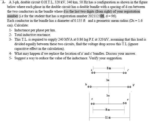 A 3-phase, double circuit O.H.T.L, 320 kV, 340 km, 50 Hz has a ...