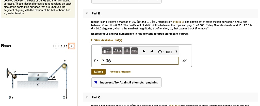 SOLVED: Surfaces. These frictional forces lead to tensions on each side of the contacting ...