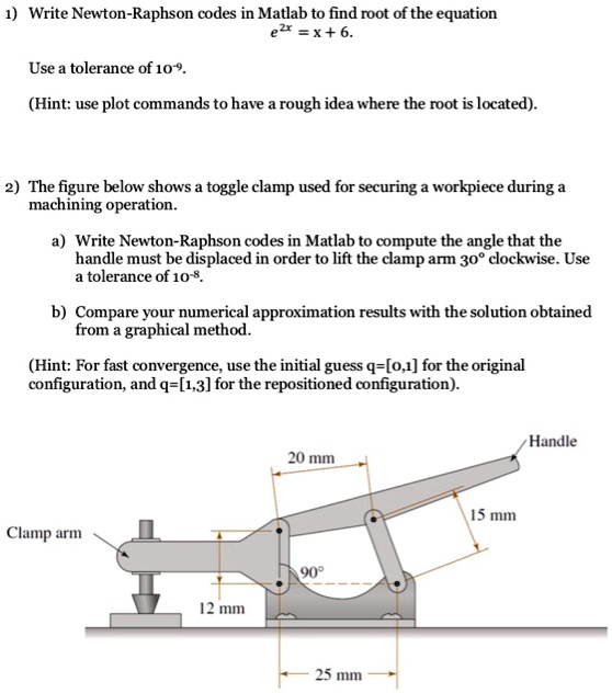 Solved Write Newton Raphson Code In Matlab To Find The Root Of The Equation E 2x X 6 Use