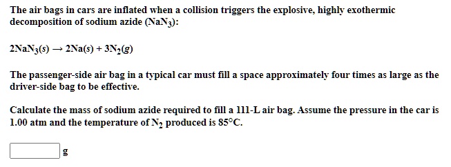 [GET ANSWER] the air bags in cars are inflated when collision triggers ...