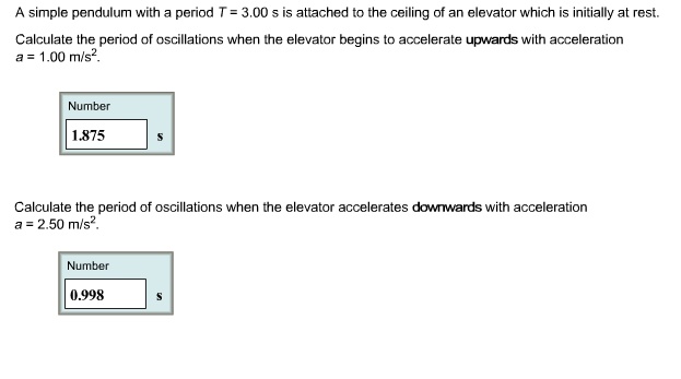 simple pendulum witn penoa 300 attached the ceiling of an levator which ...