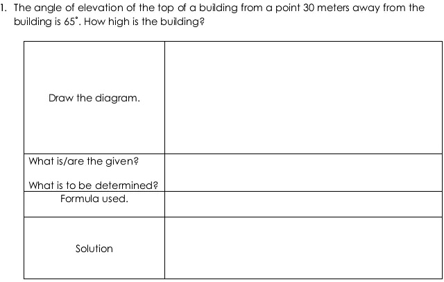 SOLVED: The angle of elevation of the top of a building from point 30 ...