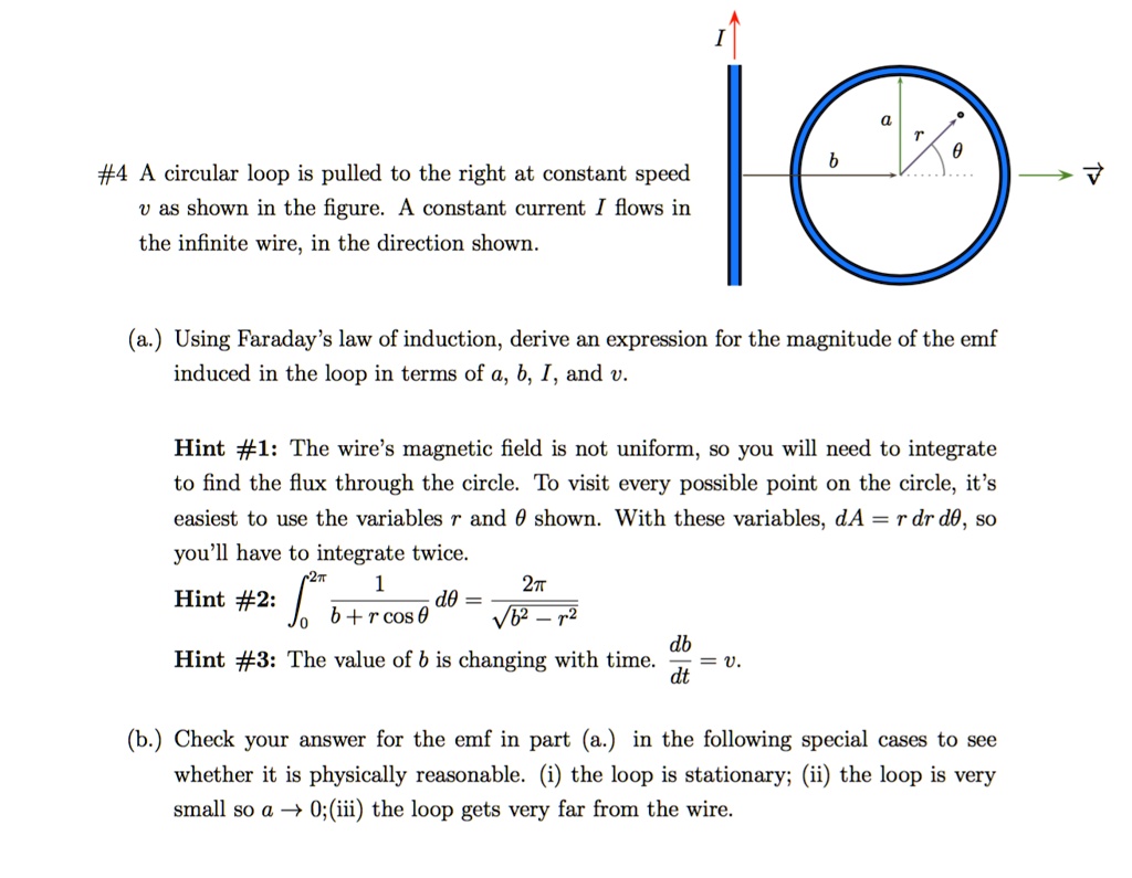 SOLVED: A circular loop is pulled to the right at a constant speed as shown in the figure. A ...