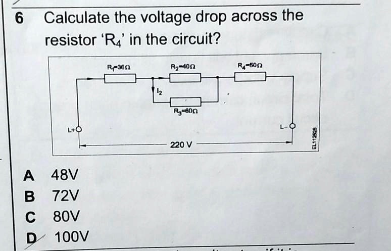 SOLVED: 'Calculate the voltage drop across resistance R4 in the circuit.