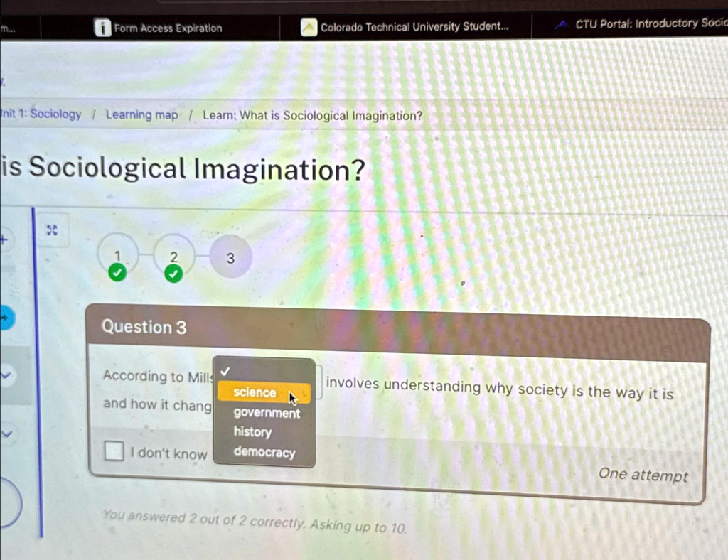 SOLVED: nit 1: Sociology Learning map Learn: What is Sociological ...