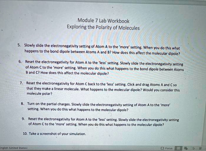module 7 lab workbook exploring the polarity of molecules slowly slide ...