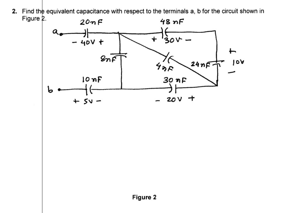 SOLVED: Find the equivalent capacitance with respect to the terminals a, b for the circuit shown ...