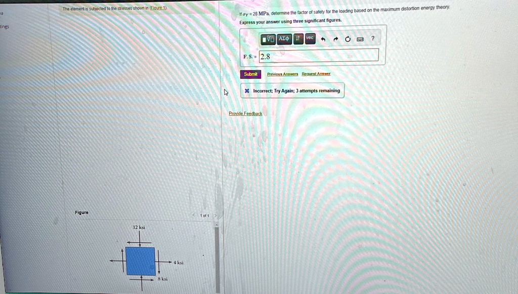 The element is subjected to the stresses shown in (Figure 1). If = 28 ...
