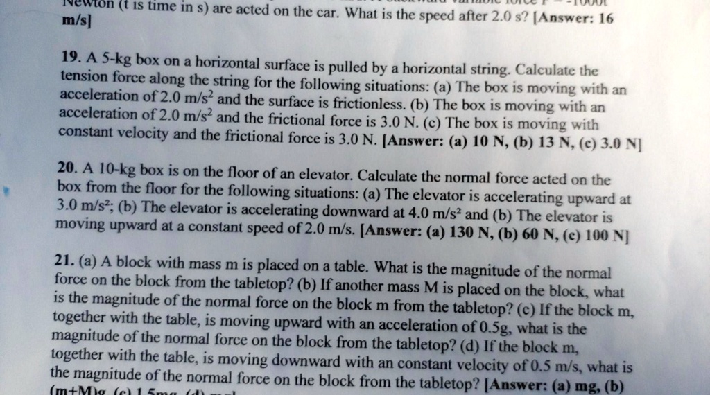 neion is time in are acted on the n car what mls is the speed after 20 s answer 16 19a 5 kg box ...
