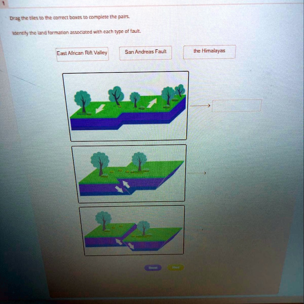 drag the tiles to the correct box and identify the land formation ...
