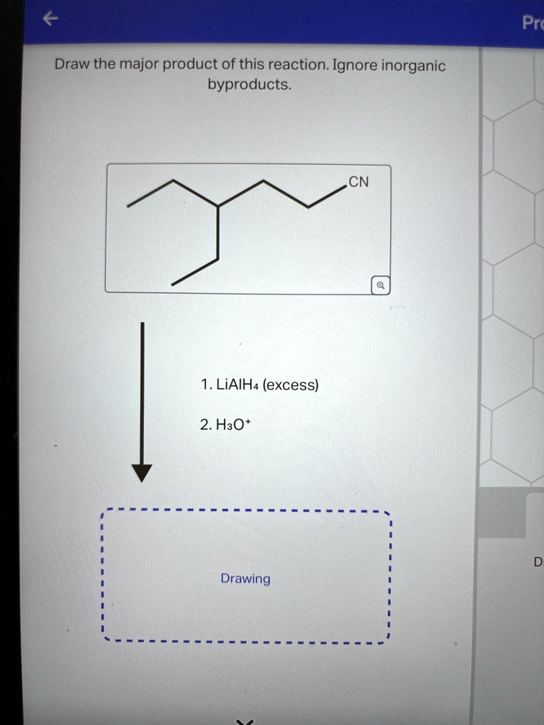 Draw the major product of this reaction. Ignore inorganic byproducts. 1. LiAlH4 (excess) 2. H3O ...