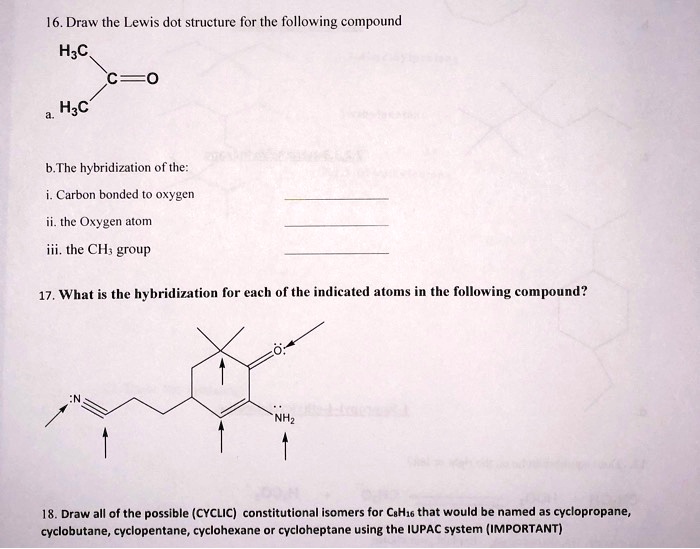 16 draw the lewis dot structure for the following compound h3c c0 hsc ...