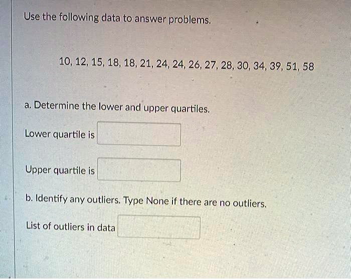 use the following data to answer problems ...