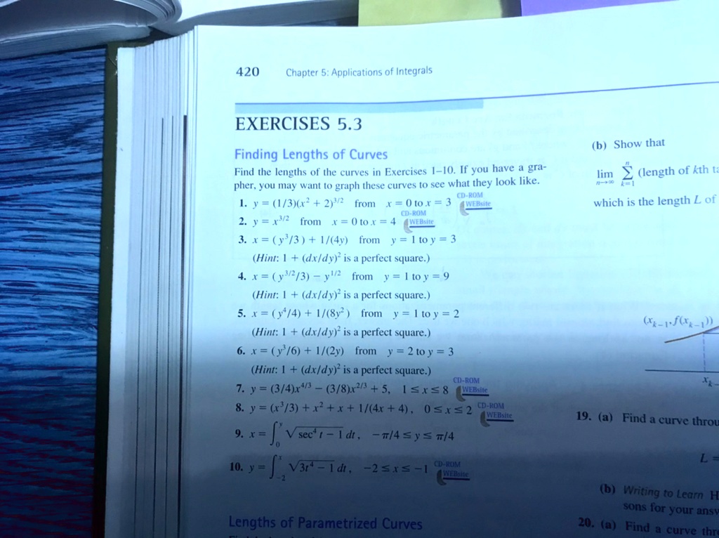SOLVED: 420 Chapter 5: Applications of Integrals EXERCISES 5.3 Finding Lengths of Curves Find ...