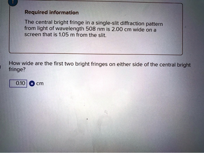Required information The central bright fringe in a single-slit ...