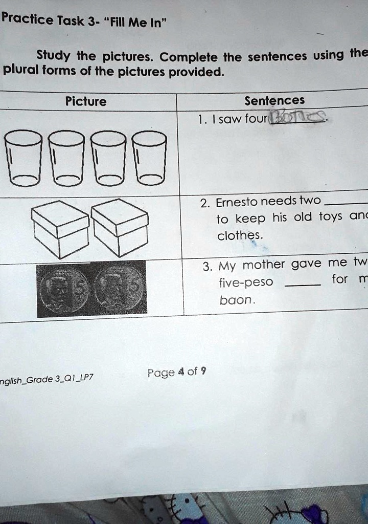 practice task 3 study the pictures study the pictures complete the sentences using the plural ...