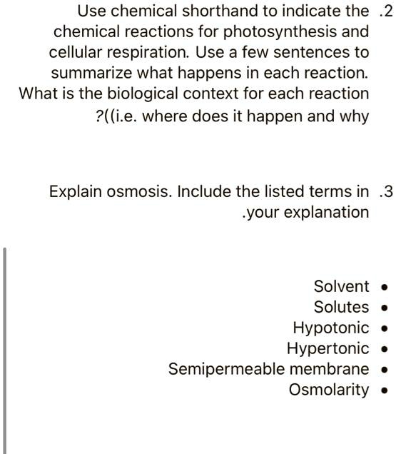 use chemical shorthand to indicate the chemical reactions for ...