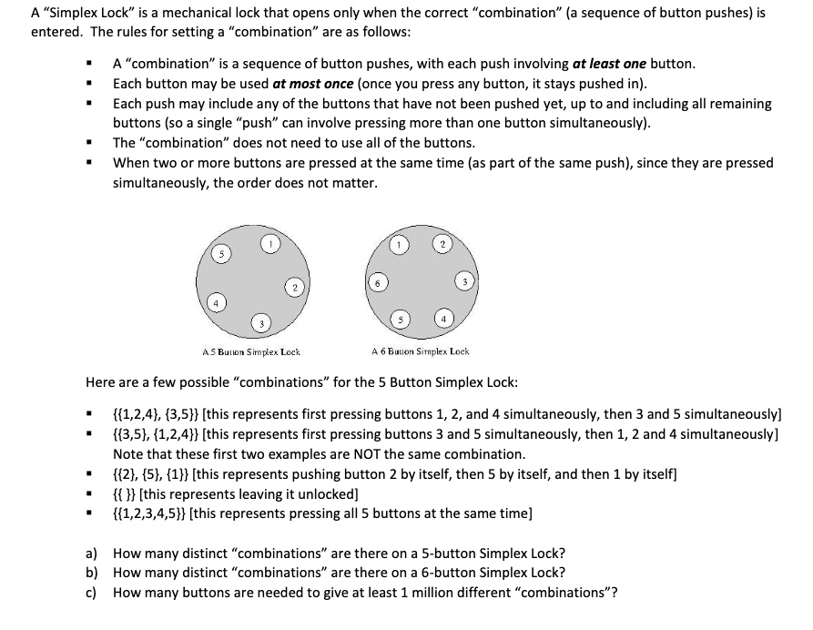 SOLVED: A "Simplex Lock" is a mechanical lock that opens only when the ...