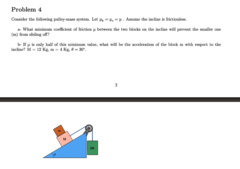 SOLVED: Problem 4 Consider the following pulley-mass system. Let = s ...