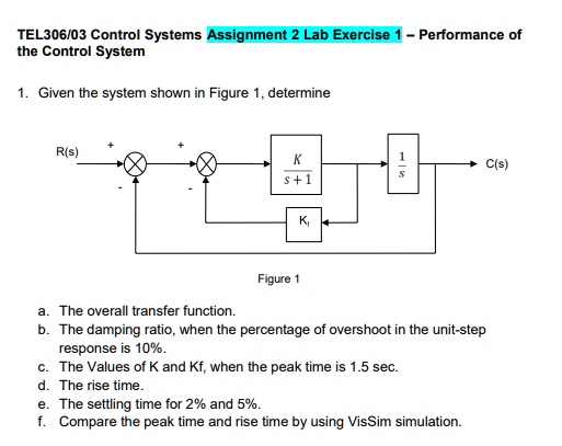 TEL306/03 Control Systems Assignment 2 Lab Exercise 1 - Performance of ...